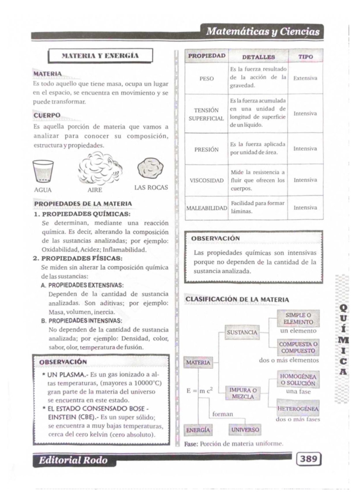 Materia y Energía: Propiedades y Cambios de la Materia - RODO - Studocu