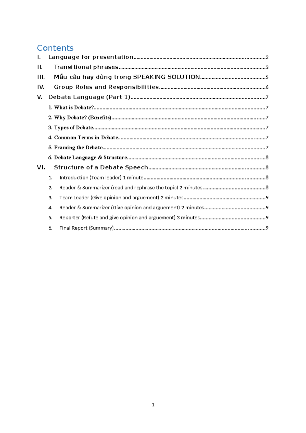 Language of Debates and Presentation Techniques (Course Code: TBD ...