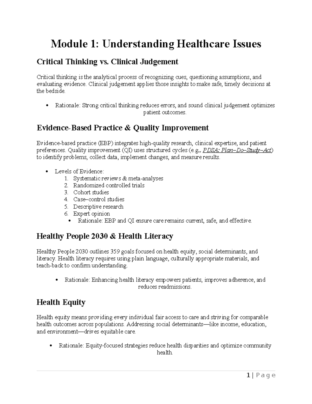 Healthcare Fundamentals: Critical Thinking, EBP & Patient Care ...