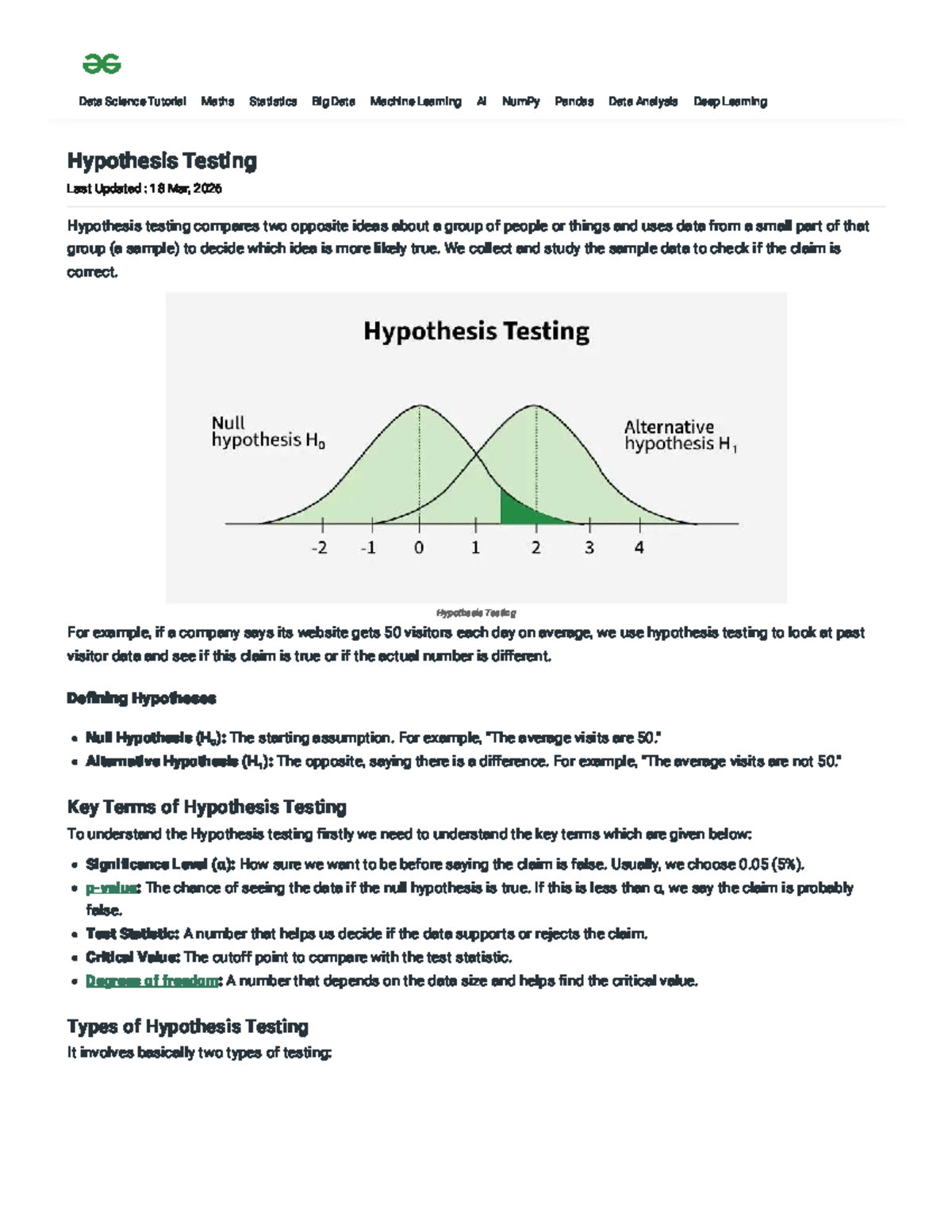 Hypothesis Testing in Data Science: Key Concepts & Applications - Studocu