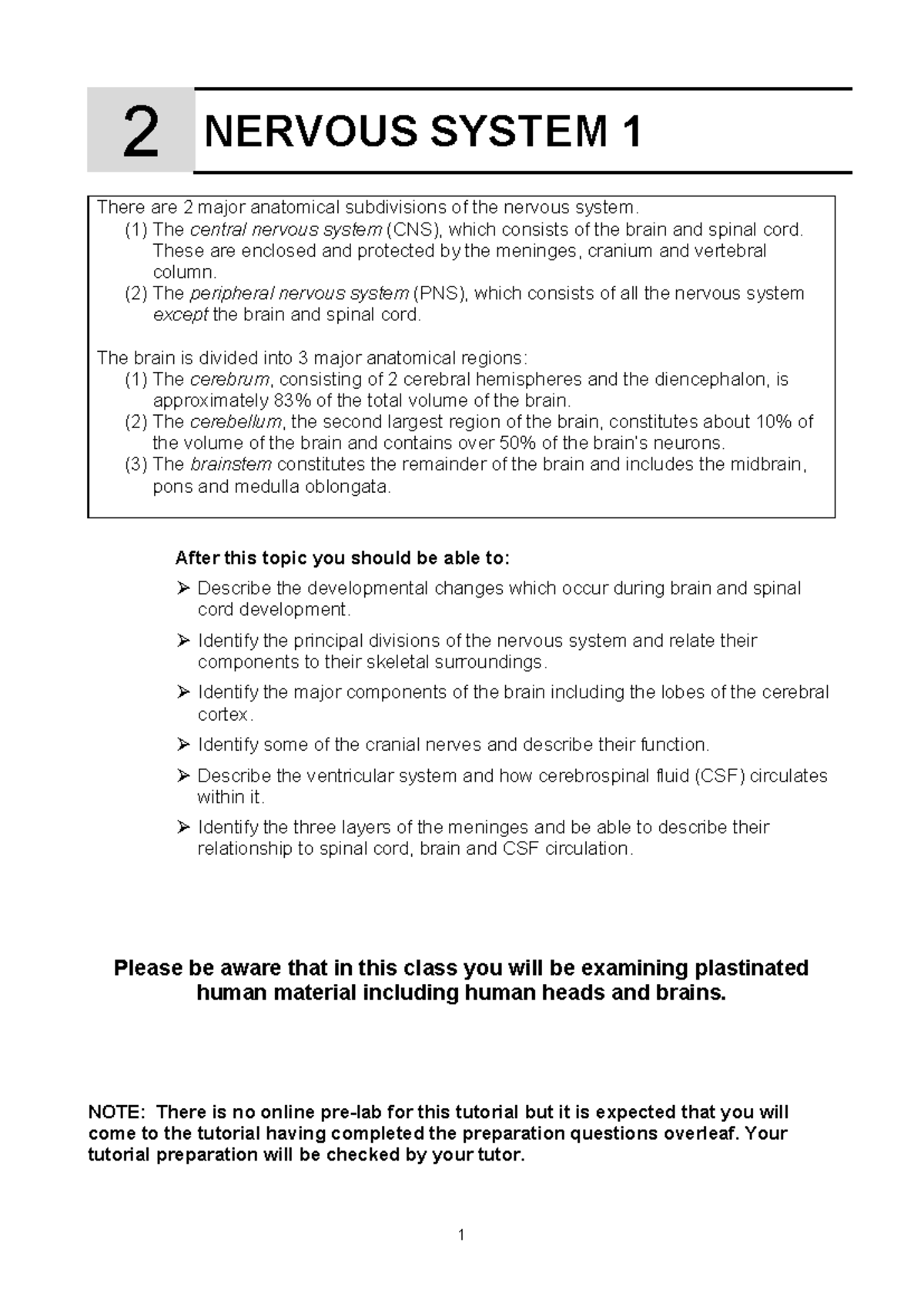 ANHB1102 Nervous System 1 Study Guide and Answers 2025 - Studocu