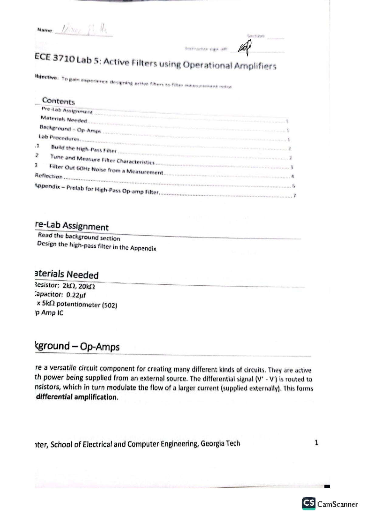 ECE 3710 Lab 5: Active Filters with Op-Amps and Noise Measurement - Studocu