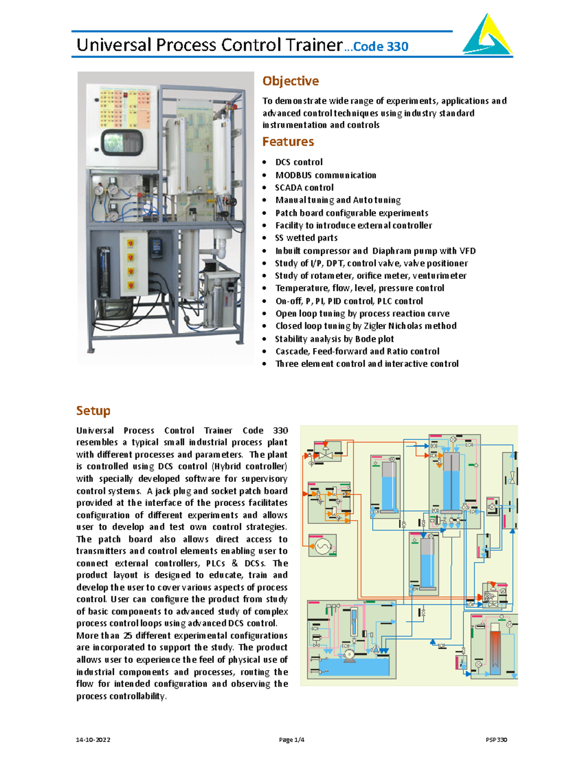 PSP330 - Universal Process Control Trainer Specifications & Features ...