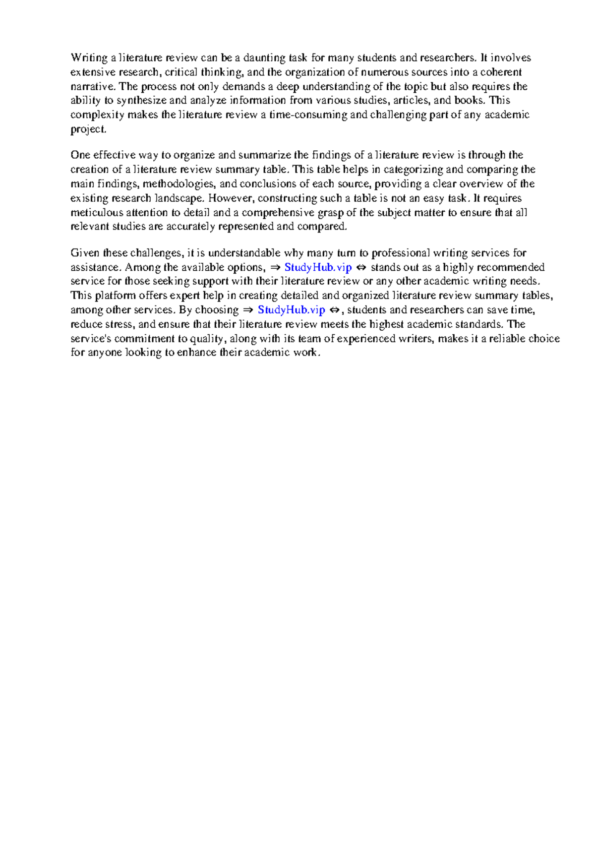 Creating Effective Literature Review Summary Tables for Research - Studocu