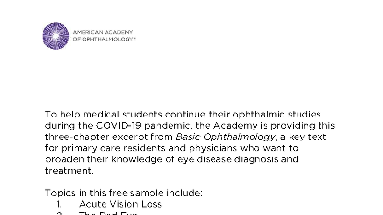 Basic Ophthalmology (2022SP): Essential Study Guide for Medical ...