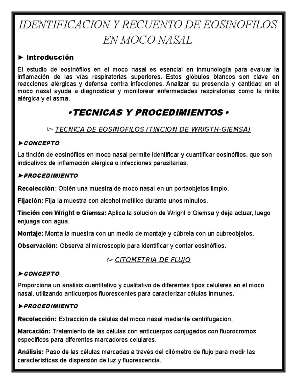 Identificación y Recuento de Eosinófilos en Moco Nasal - #TEAM 5 Cr ...
