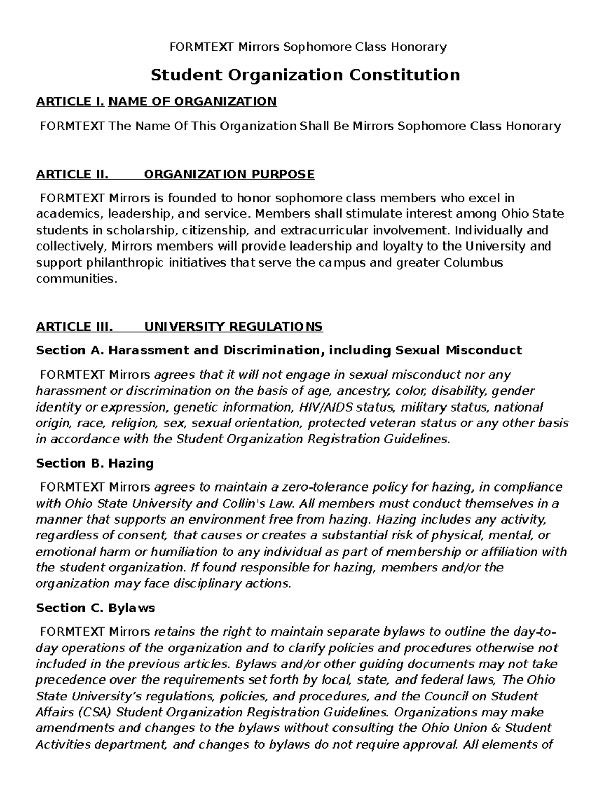 Mirrors Sophomore Class Honorary Org Constitution Update 2025 - Studocu