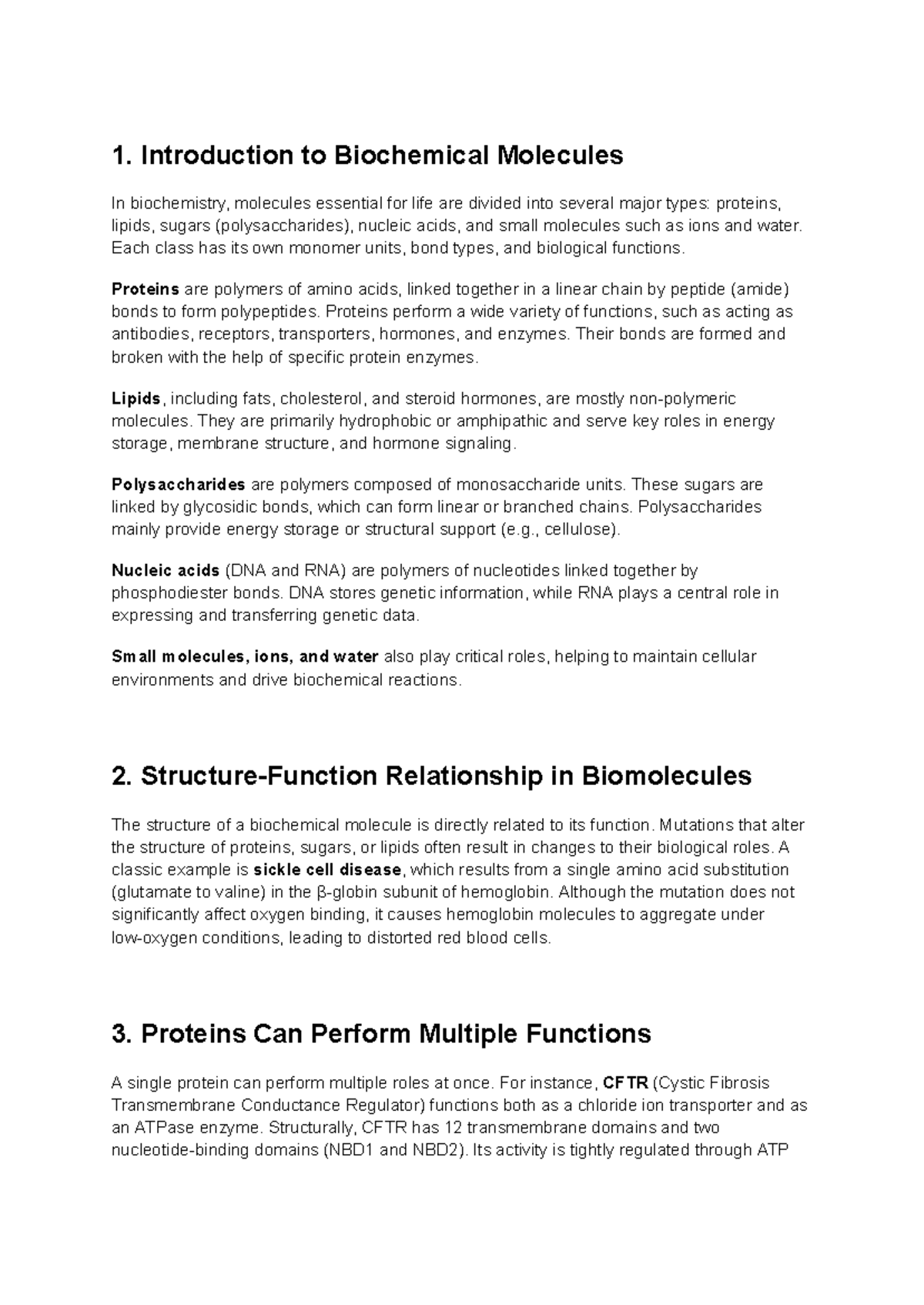 BCH210 Lecture Notes: Introduction to Biochemical Molecules and ...
