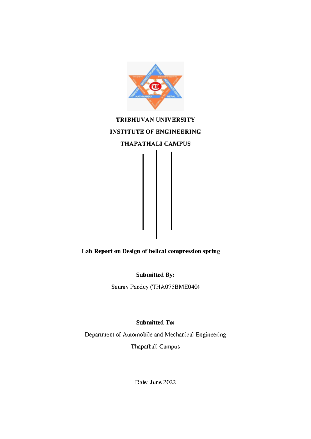 Lab Report on Helical Compression Spring Design (BME040) - Studocu
