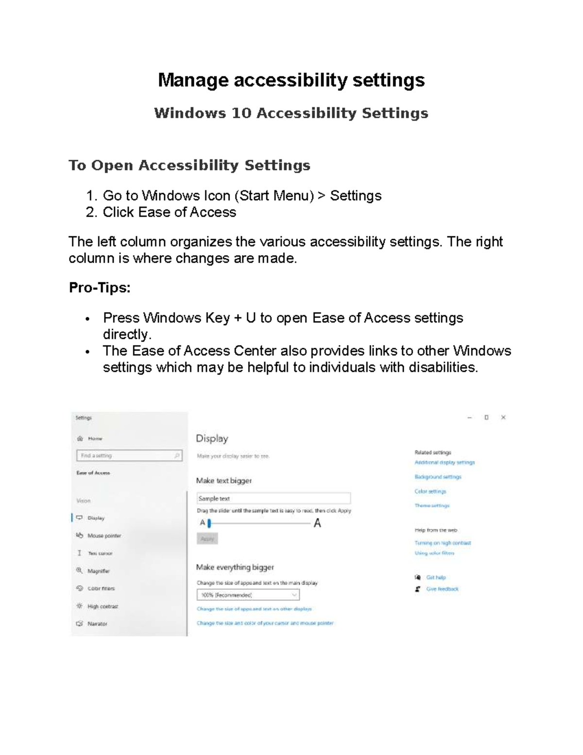 1.4 - Managing Accessibility Settings in Windows 10 - Studocu