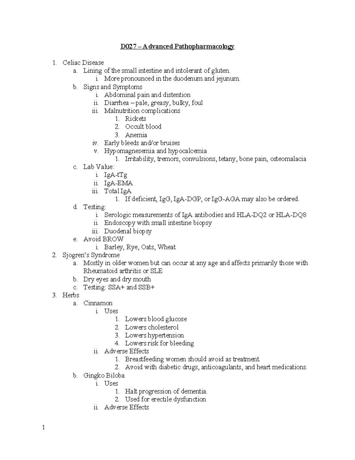 D027 Study Guide - Advanced Pathopharmacology Notes - Studocu