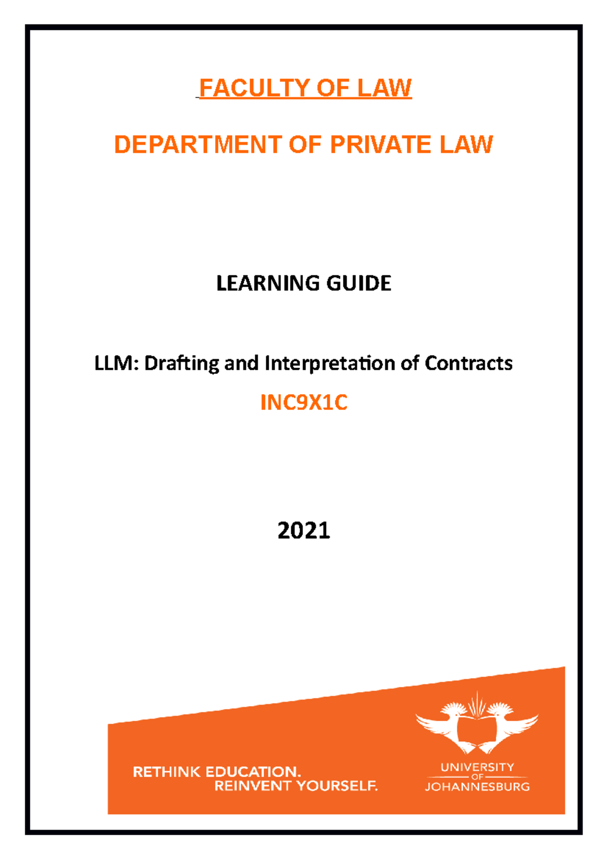 LLM INC9X1C Final Study Guide: Drafting & Interpretation of Contracts ...