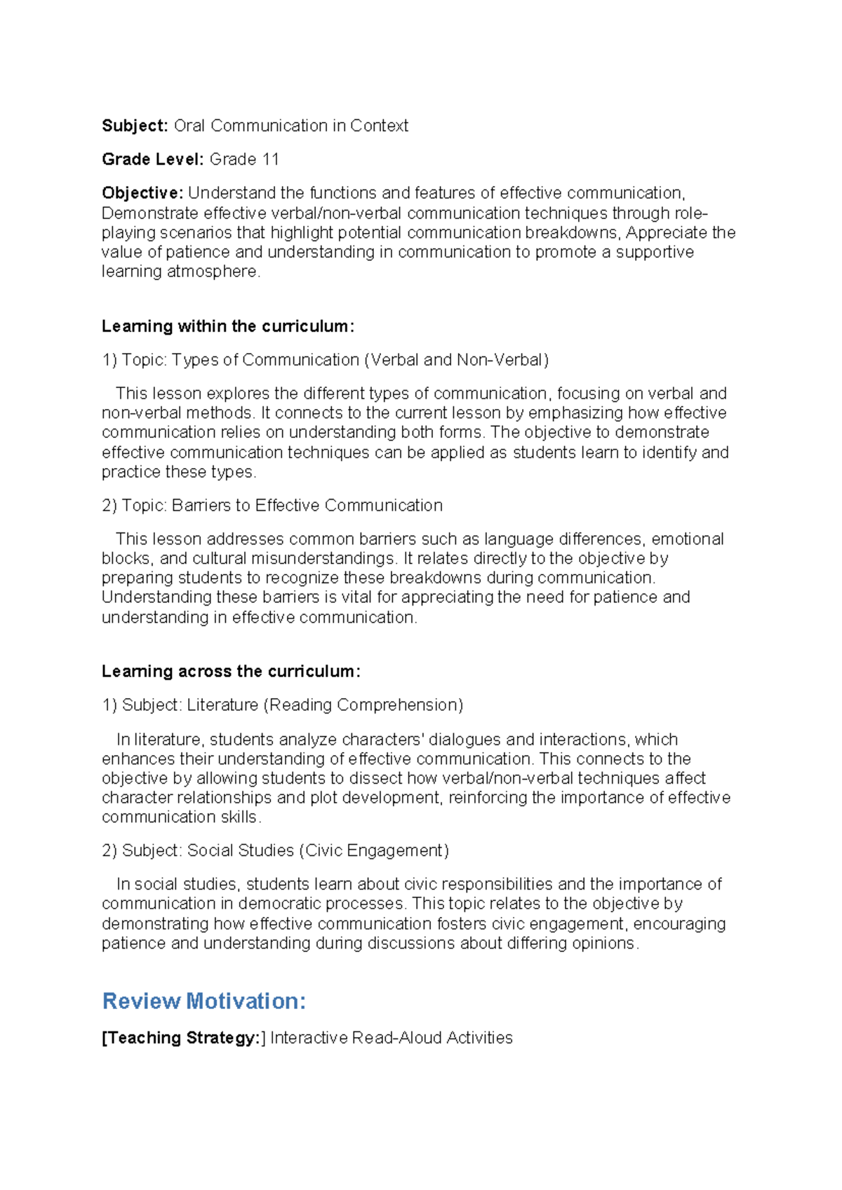 Functions and Features of Effective Communication - Grade 11 - Studocu