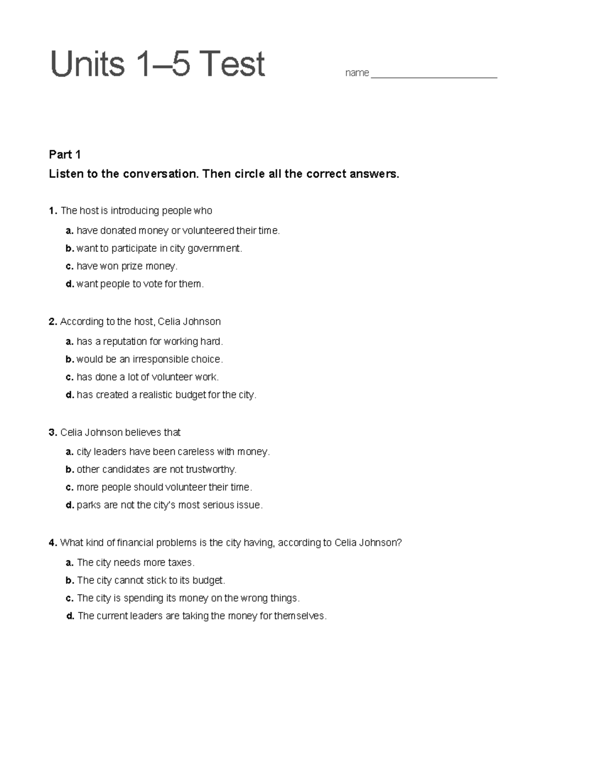Summit 1 Unit 5 Exam Review and Practice Questions - Studocu