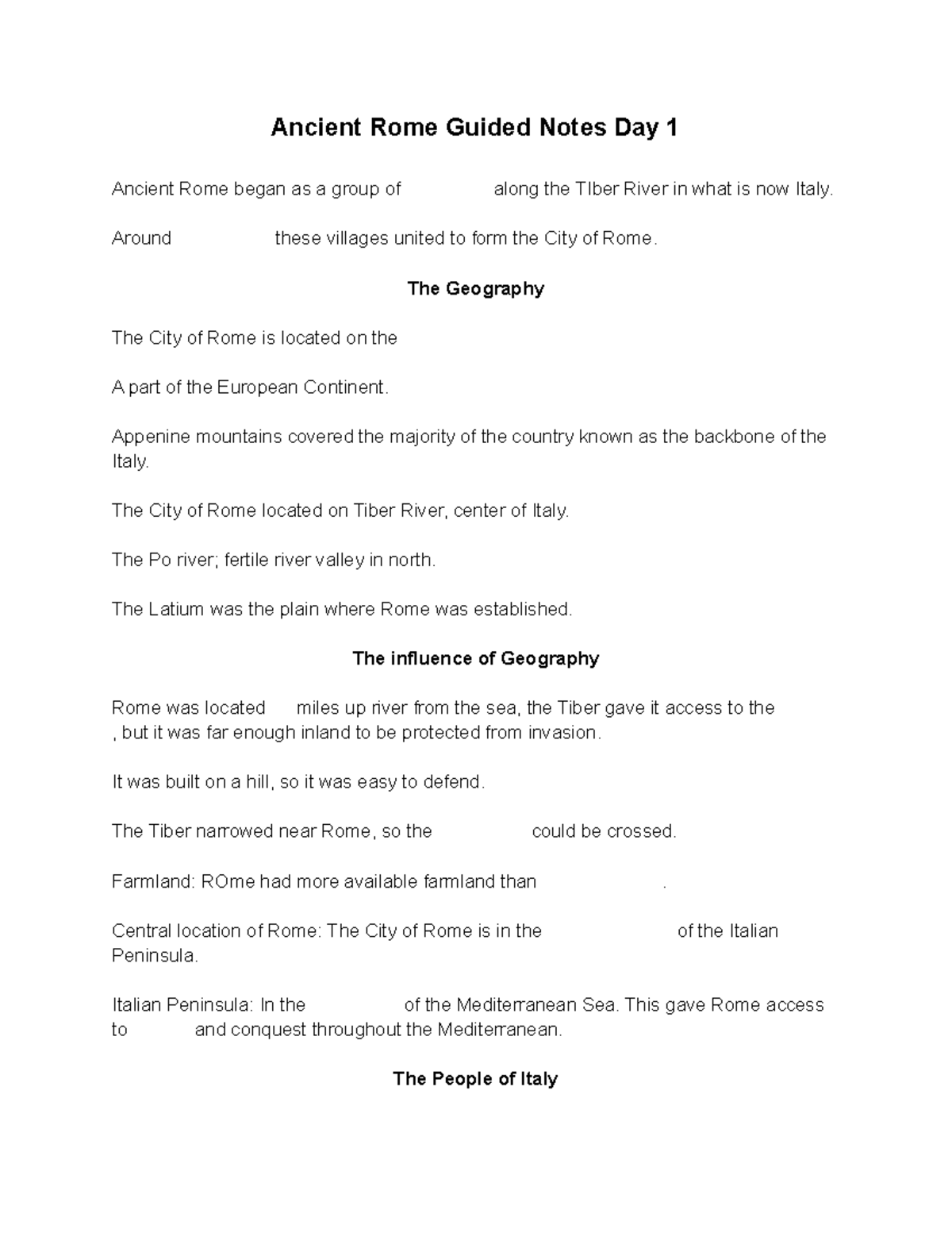 Copy of Rome Guided Notes for world history - Ancient Rome Guided Notes ...