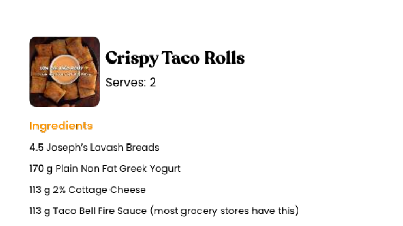 Crispy Taco Rolls Recipe - LON CAL INCO ROUS (Serves 2) - Studocu