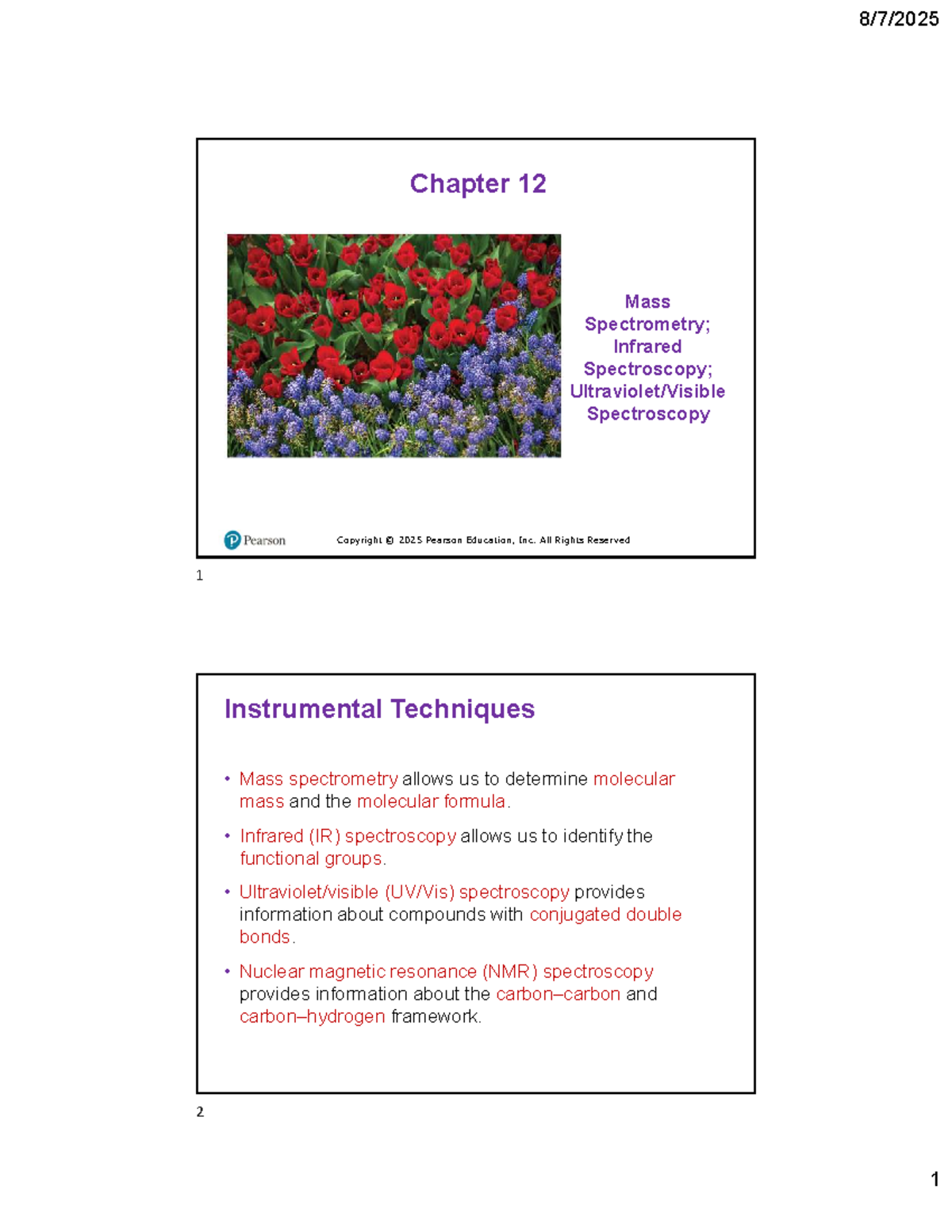 Chapter 12 Handouts: Mass Spectroscopy & Infrared Spectroscopy - Studocu