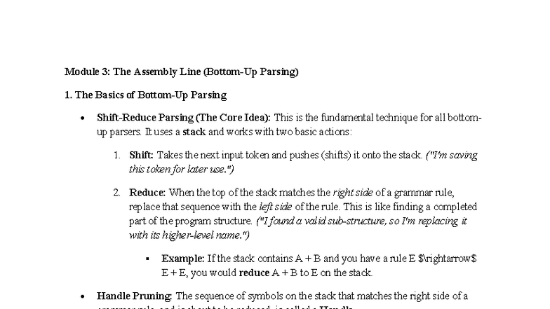 Module 3: Assembly Line Parsing Overview and Techniques - Studocu