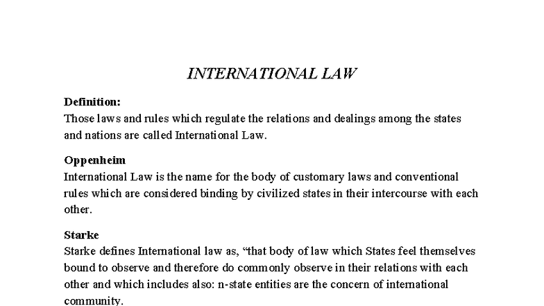 Introduction to International Law: Concepts and Evolution - Studocu