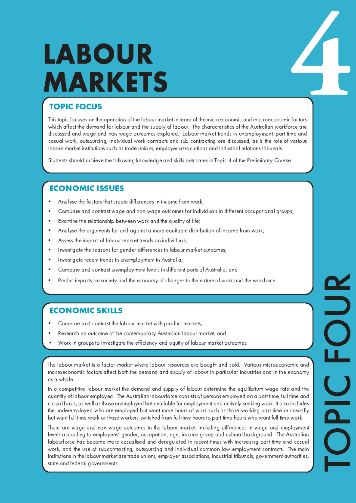 2024 Y11 Economics: Chapter 8 - Labour Market Dynamics and Trends - Studocu