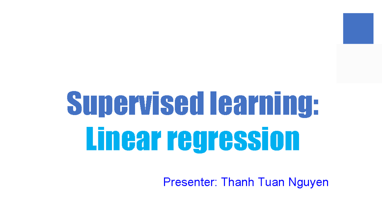 L3: Supervised Learning - Linear Regression Techniques and Methods ...