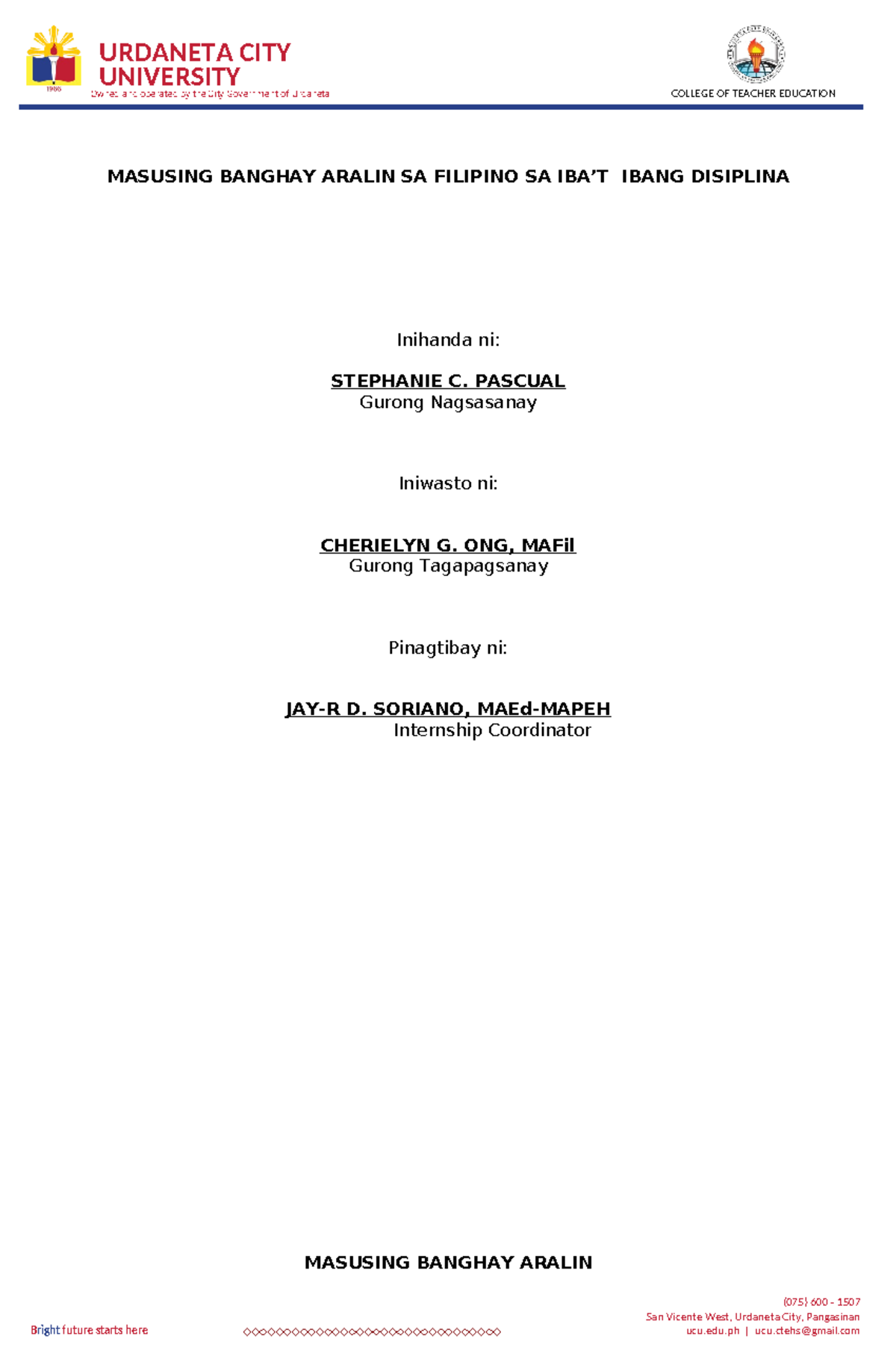 Masusing Banghay Aralin sa Pagbubuod sa Filipino (EDUC 075) - Studocu