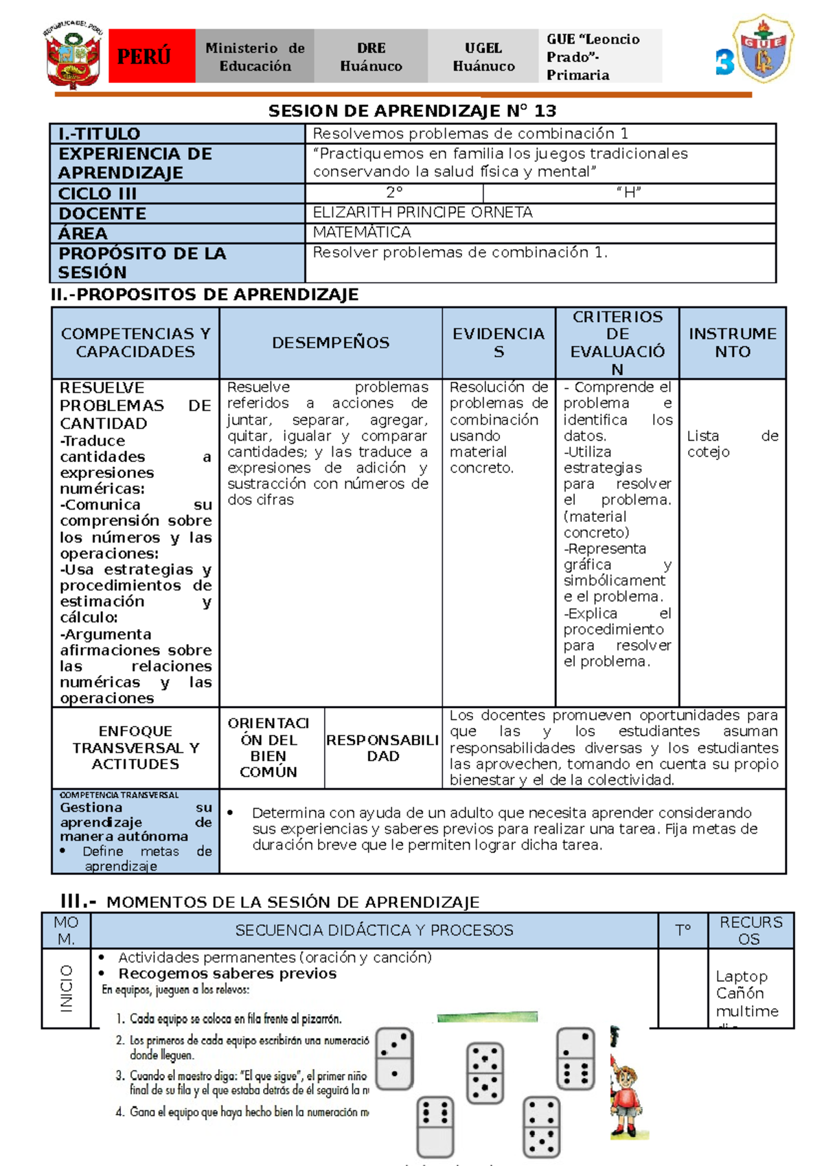 Sesión 13 - Resolución de Problemas de Combinación en Matemáticas - Studocu