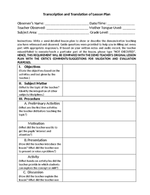 DETAILED LESSON PLAN: ICT Integration in Teaching Strategies - Studocu
