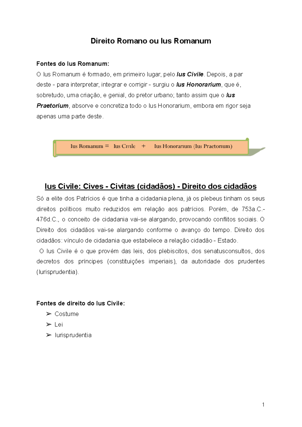 Resumo de Direito Romano - Direito Romano ou Ius Romanum Fontes do Ius ...