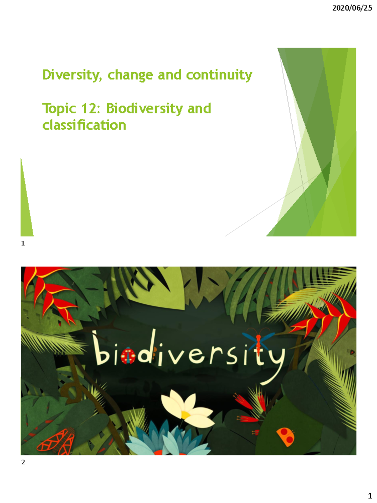 Gr10 Topic 12: Exploring Biodiversity & Classification Concepts - Studocu