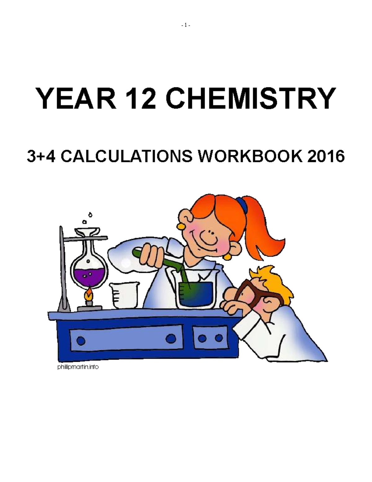 YEAR 12 CHEMISTRY CALCULATIONS WORKBOOK 2016: EXPLANATORY NOTES - Studocu