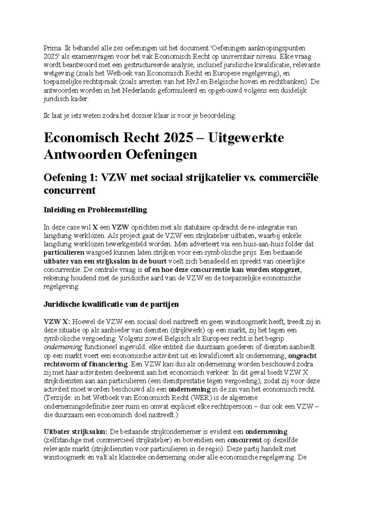 Economisch Recht 2025: Examenvragen en Antwoorden Oefeningen - Studocu
