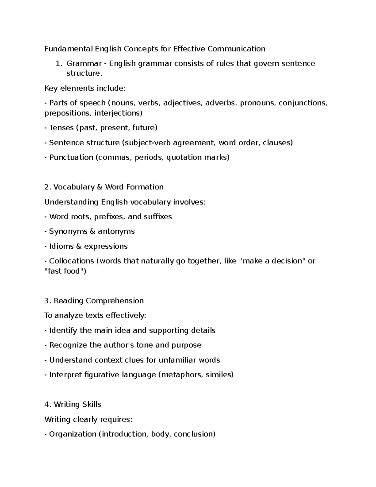 Fundamental English Concepts for Effective Communication - Grammar ...