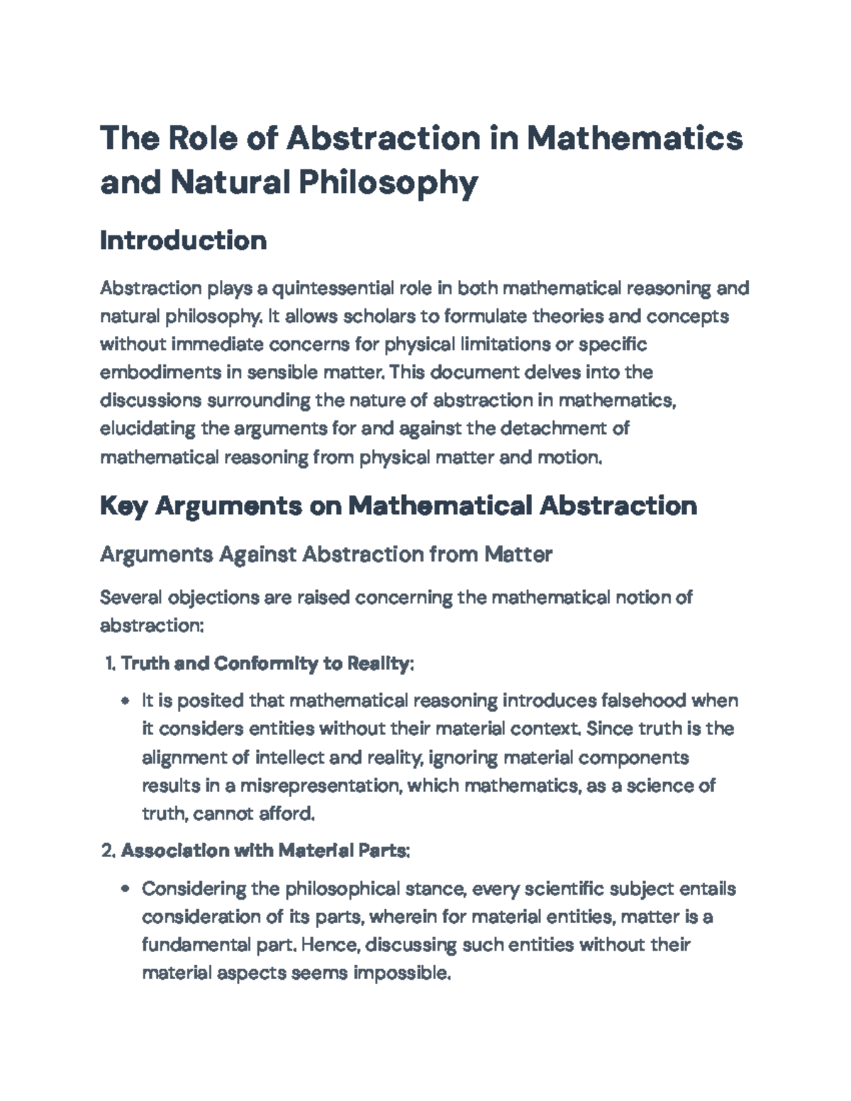 The Role of Abstraction in Mathematics and Natural Philosophy - The ...
