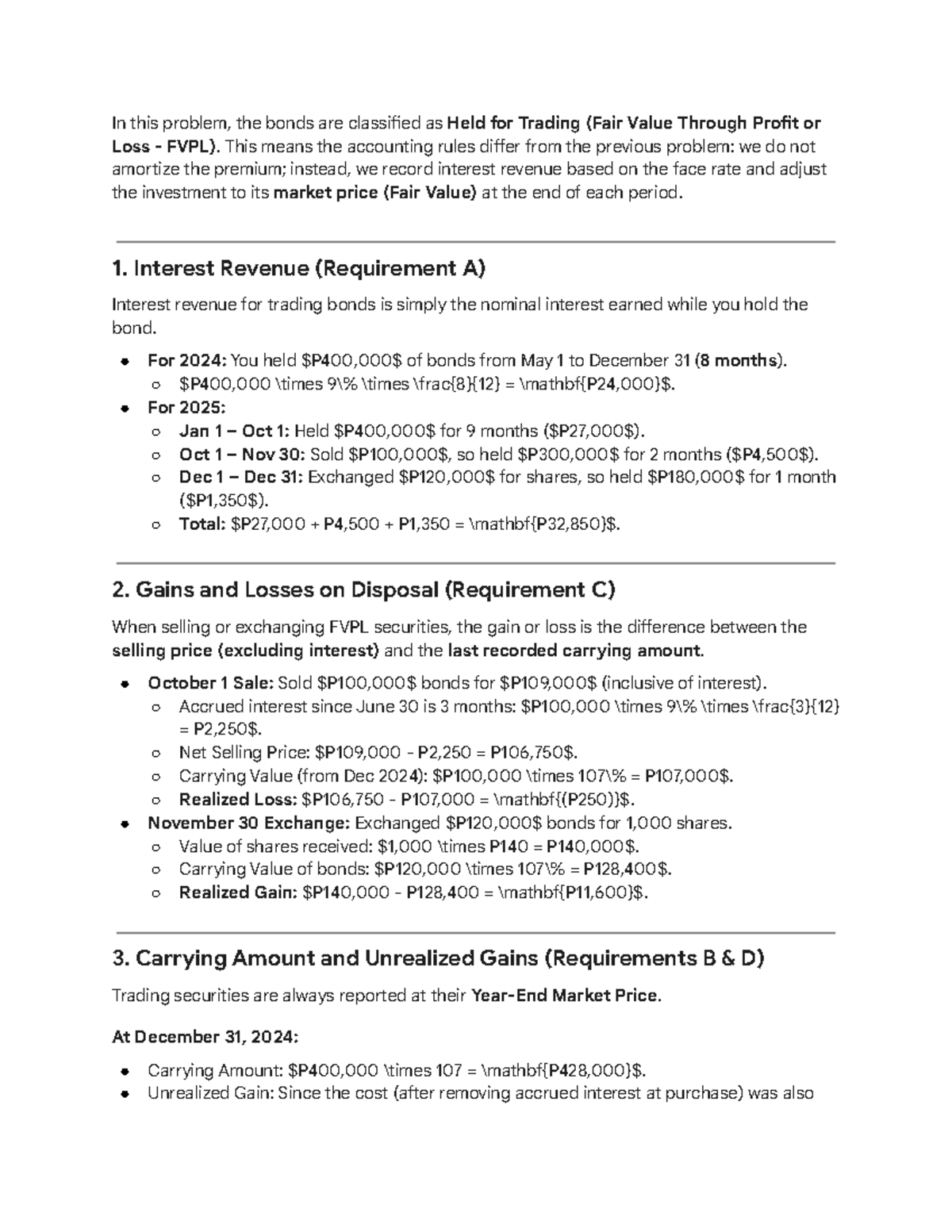 Problem 6: Trading Bonds Accounting - FVPL Analysis (TGS 2024) - Studocu