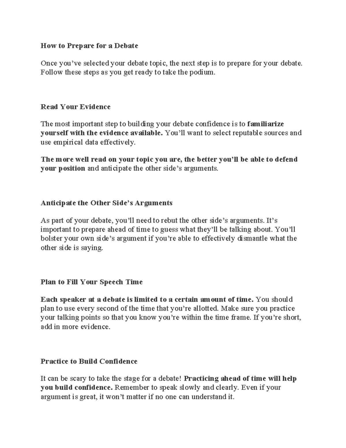 Debating TIPS - How to Prepare for a Debate Once you’ve selected your ...