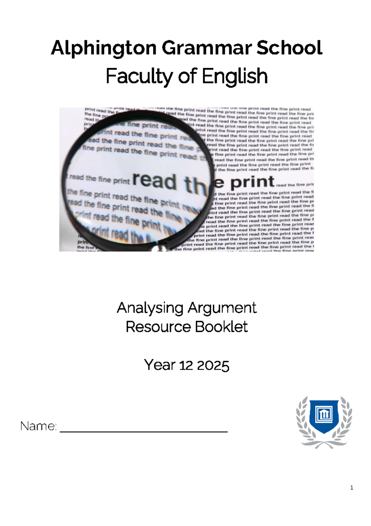 Yr 12 VCE Unit 4 Argument Analysis Resource Booklet 2025 - Studocu