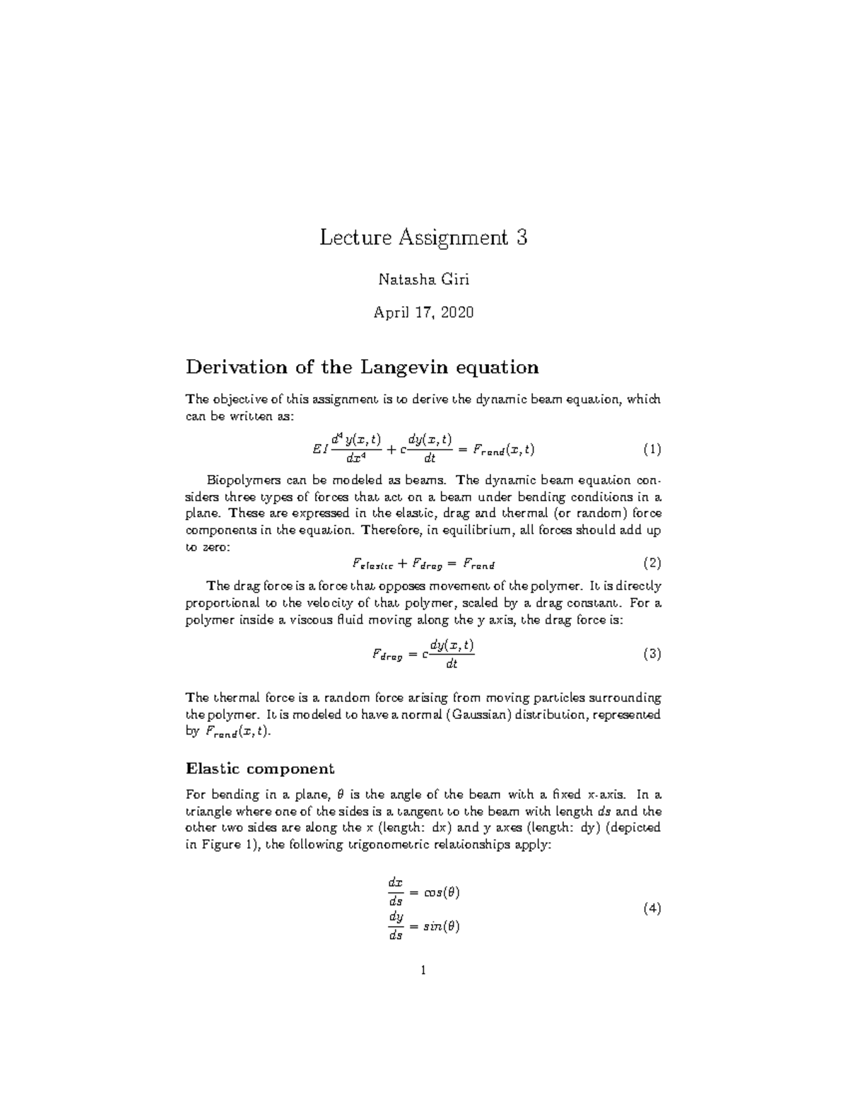 Lecture Assignment 3: Deriving the Dynamic Beam Equation - Studeersnel