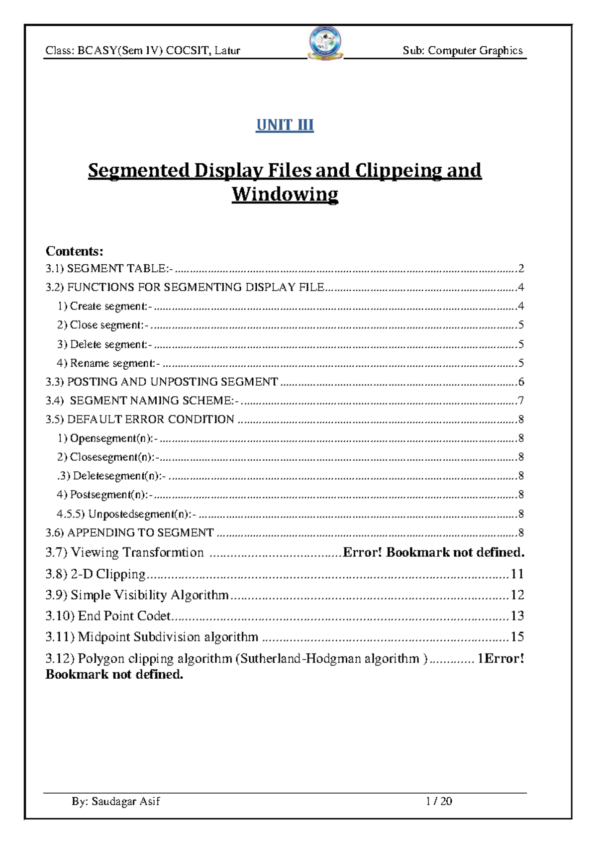 3. Unit III: Segmented Display Files, Clipping & Windowing Techniques ...