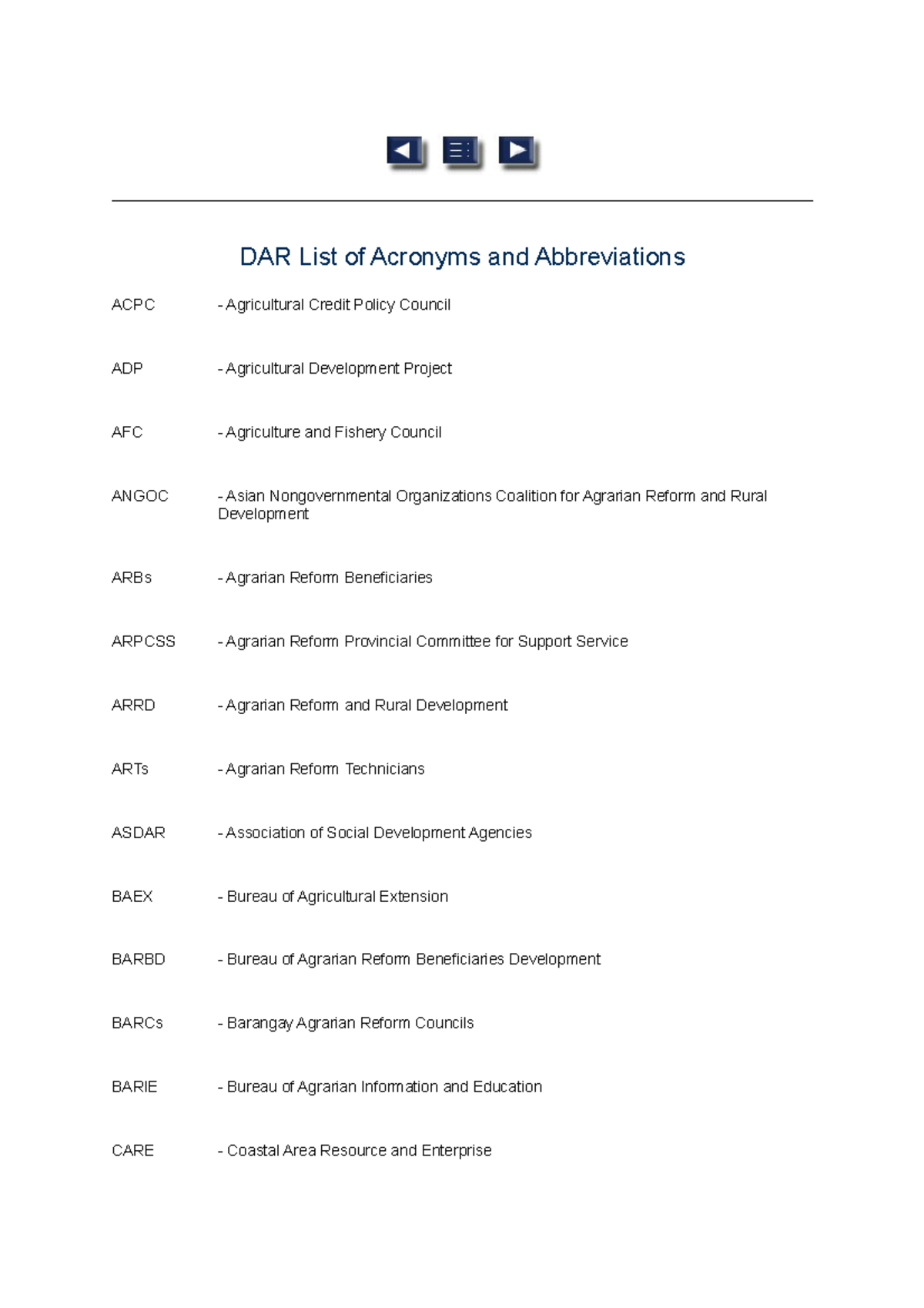DAR Terminologies: Acronyms & Abbreviations List for Students - Studocu