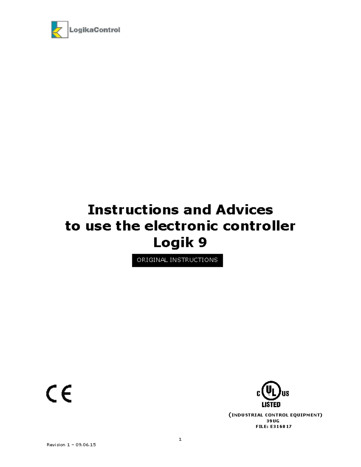 Logik 9 Controller Instructions (INDUSTRIAL CONTROL EQUIPMENT) - Studocu