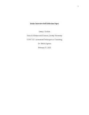 Counseling Intake Interview Plan - Introduction and Building Rapport: a ...