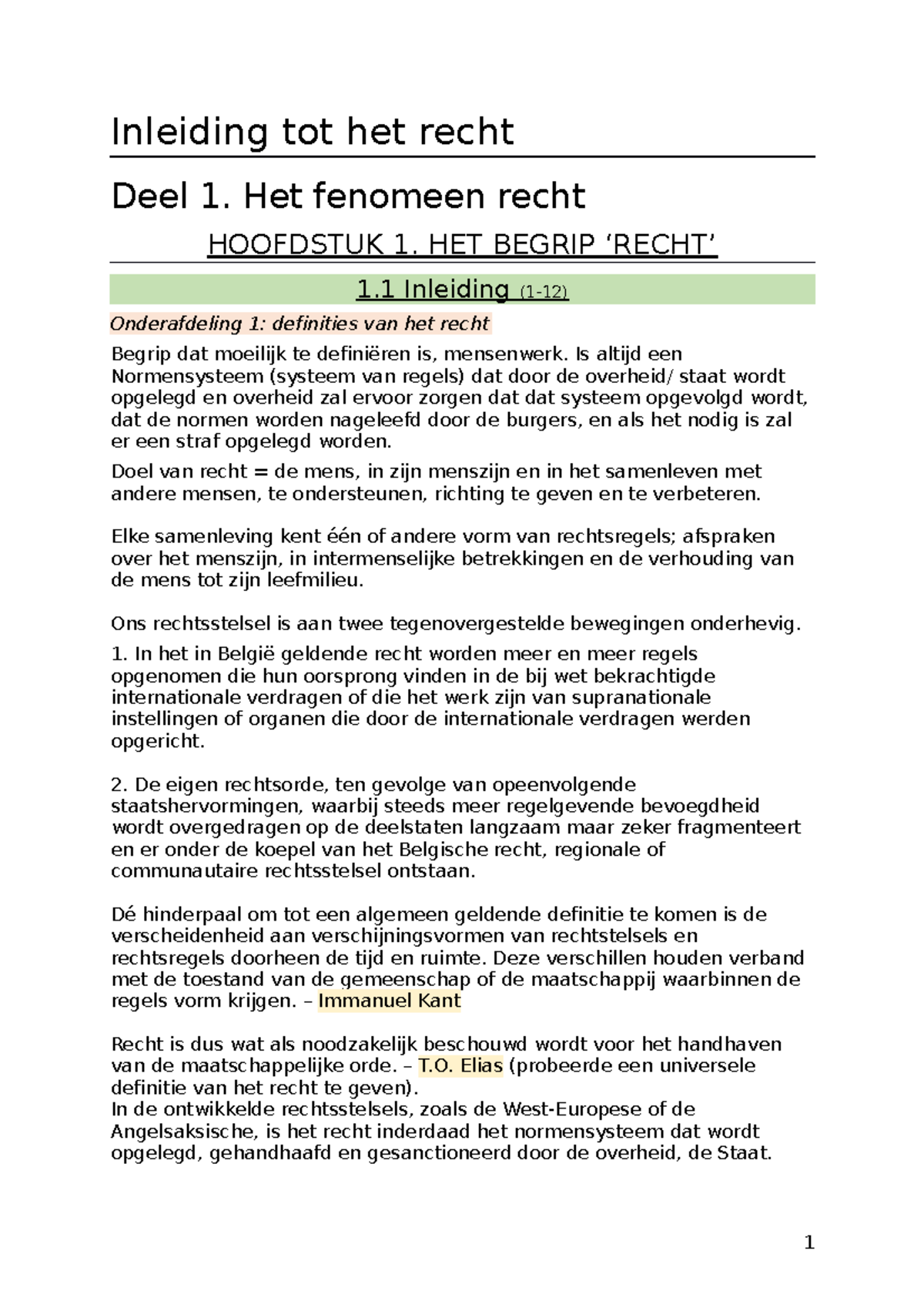 Inleiding tot het recht - Het fenomeen recht HOOFDSTUK 1. HET BEGRIP ...