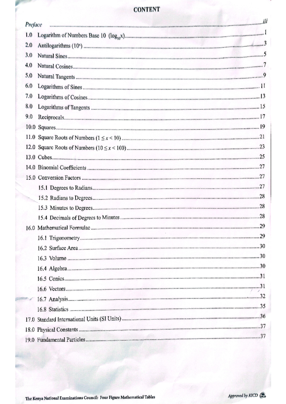 Mathematical Tables (7th Ed) for Numerical and Trigonometric Values ...
