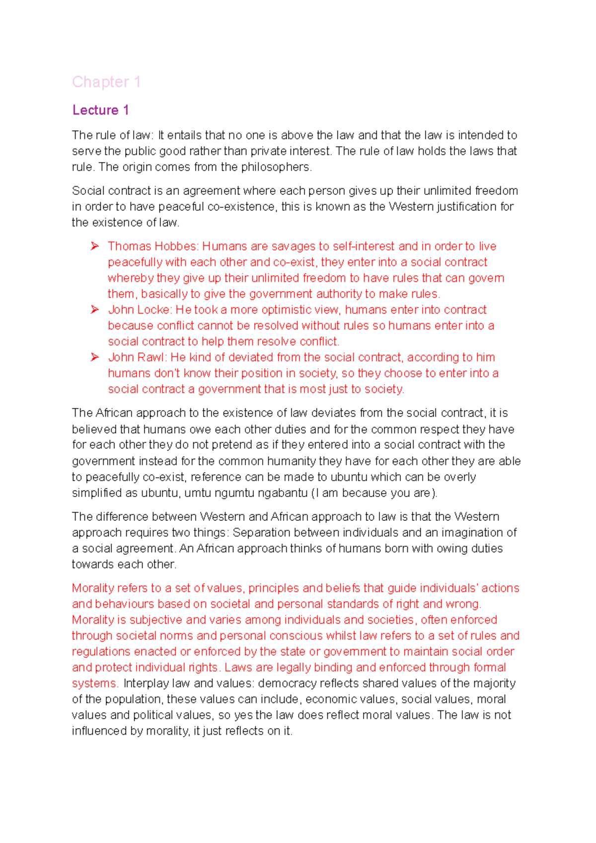 Introduction to Law (LAW101) - Lecture Notes on Legal Principles and ...