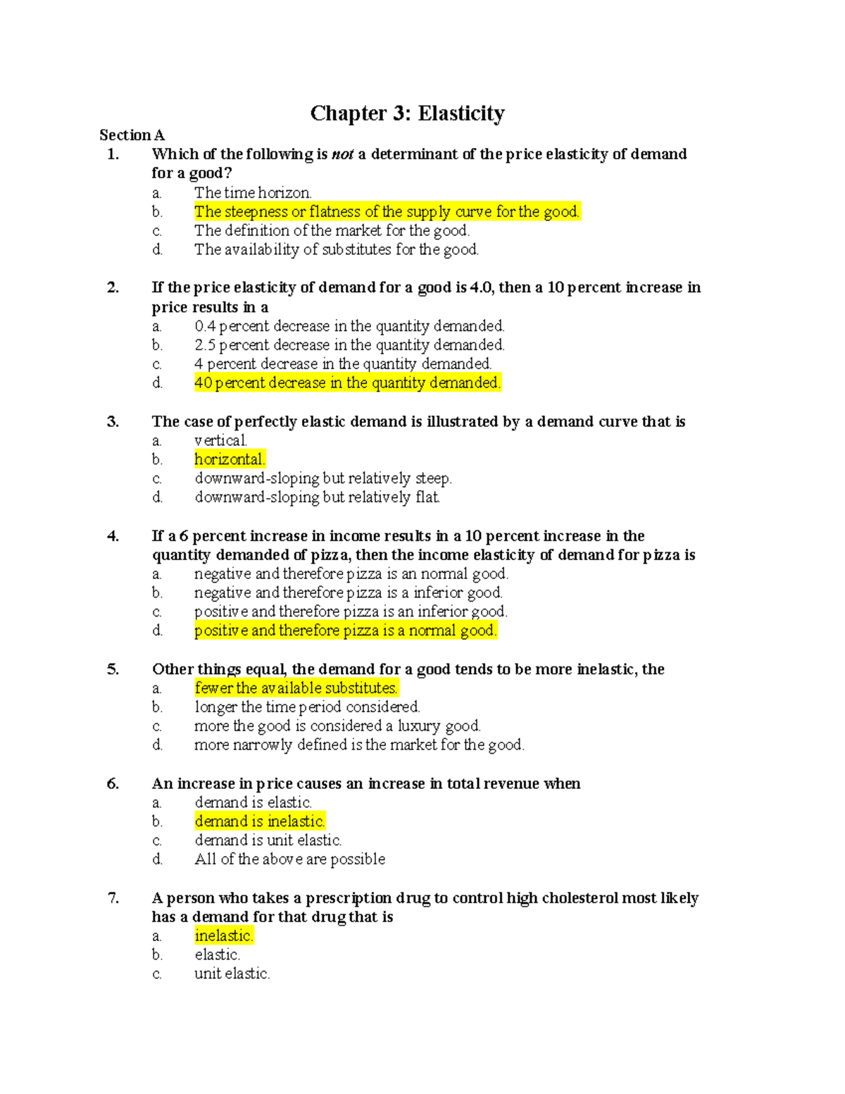Chapter 3: Elasticity - Key Concepts & Exercises (Course Code) - Studocu