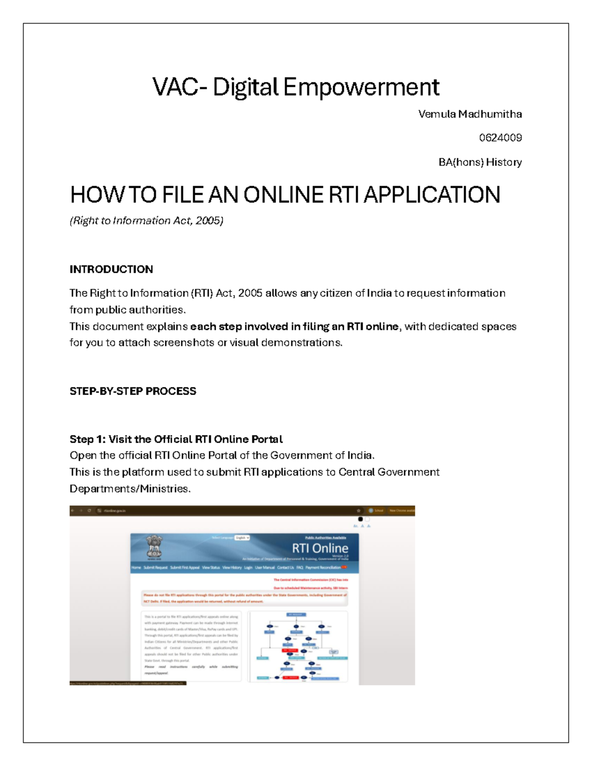 BA(Hons) History: Steps to File an Online RTI Application - Studocu
