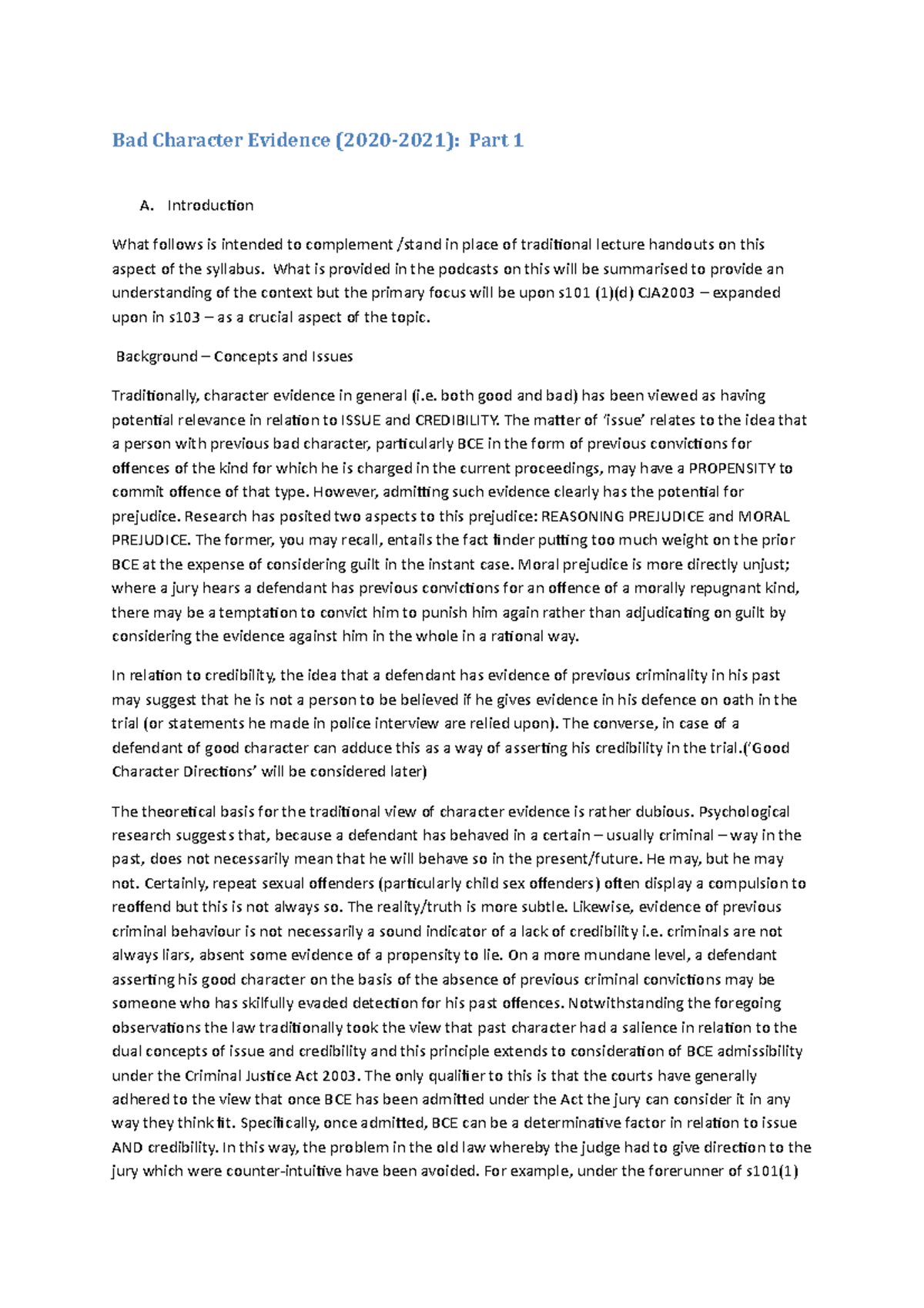 Evidence BAD Character Evidence Guide - Bad Character Evidence (2020 ...