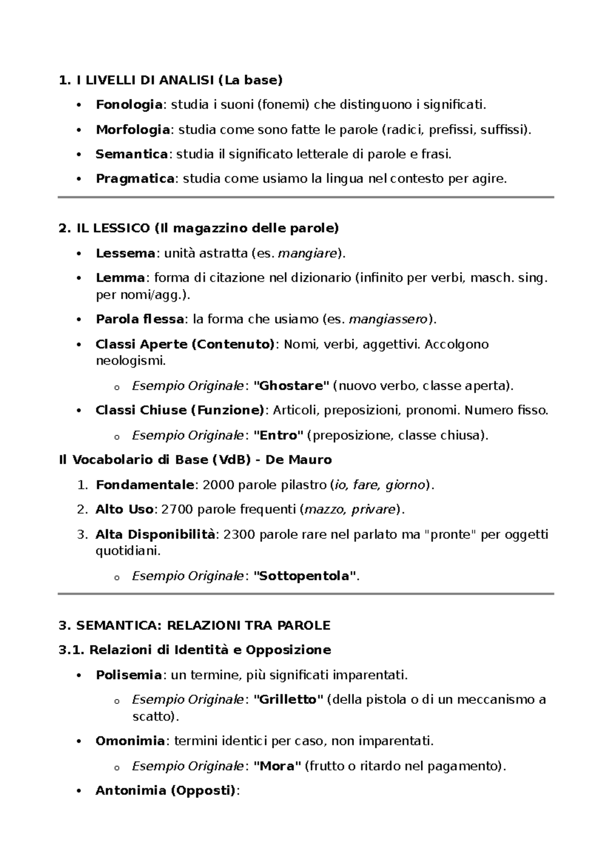 Analisi Linguistica: Fonologia, Morfologia e Semantica - Studocu
