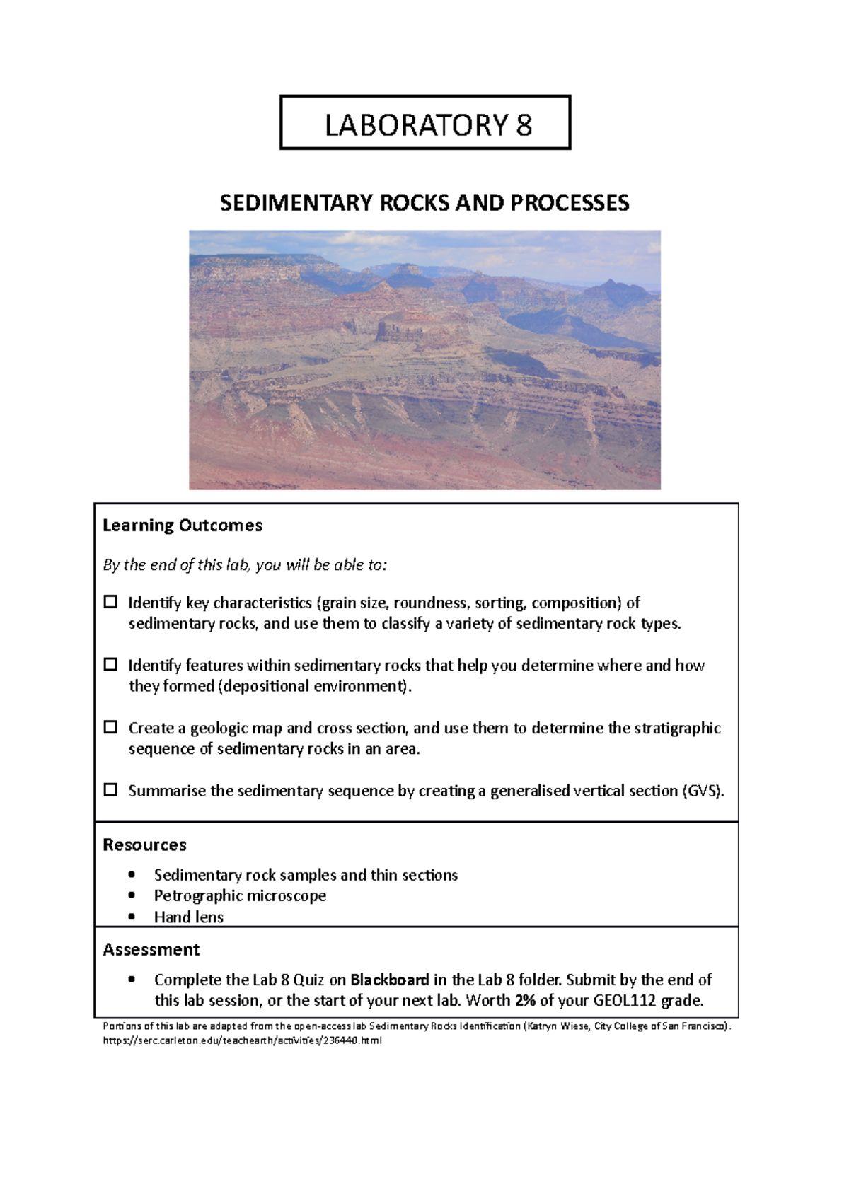 Lab 8: Final Exam Preparation on Sedimentary Rocks & Processes - Studocu